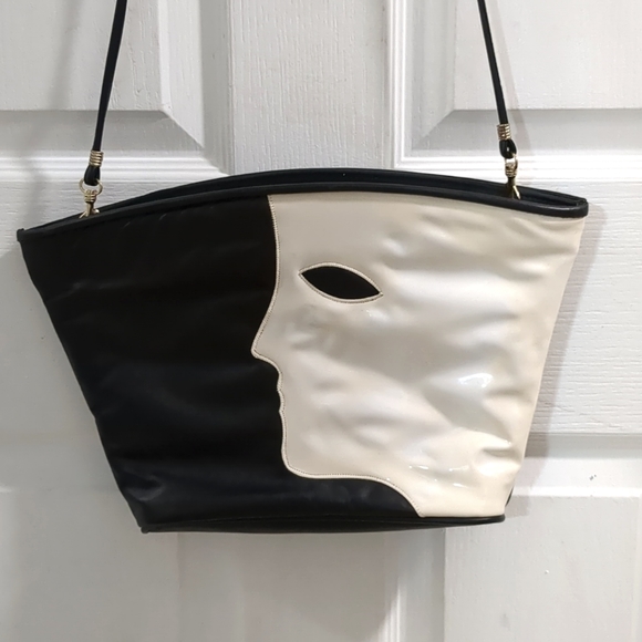 Park Avenue International | Bags | Abstract Face Leather Shoulder Bag ...